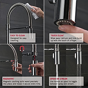 Delta Faucet Trinsic Pro Commercial Style Kitchen Faucet Chrome, Chrome Kitchen Faucets with Pull Down Sprayer, Kitchen Sink Faucet, Faucet for Kitchen Sink with Magnetic Docking, Chrome 9659-DST