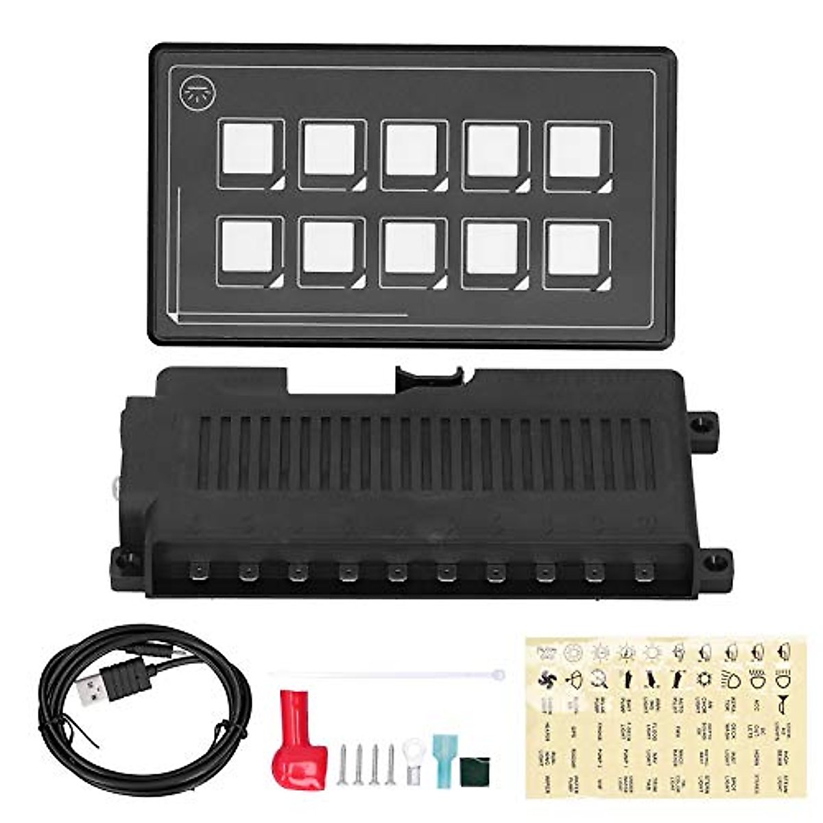 Control Switch Panel, Universal 10P Membrane Control Switch Panel Bluetooth APP Control with Backlight Module LED Touch Built‑in PPTC for RV Boat