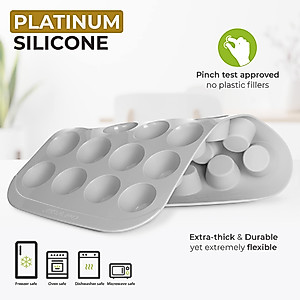 Silicone Muffin Pan - Non-Stick Oven Dish - Professional Baking Mould - Multi-Purpose Cupcakes Tart Shells Mini Cheesecakes - BPA Free - Dishwasher Freezer Safe - Quick Release (24-Cup) by Cook'n'Chic