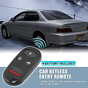 X AUTOHAUX 315MHz KOBUTAH2T Replacement Smart Proximity Keyless Entry Remote Key Fob for Honda Accord 1998-2002 for Acura TL 1999-2001 4 Buttons