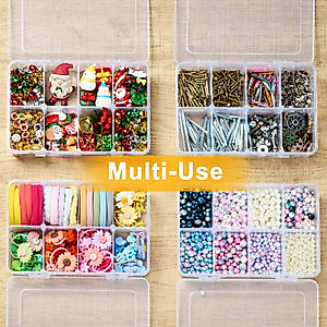 Jutieuo 2 Pack 8 Grids Bead Organizer and Storage, Plastic Organizer Box with Removable Dividers and Labels for Jewelry Crafts Small Parts Electronics Tackle Boxes (2)