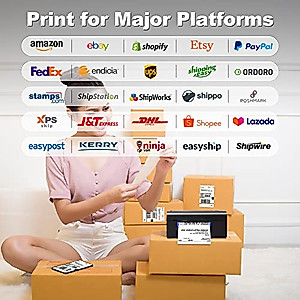 beeprt Bluetooth Shipping Label Printer - 4x6 Wireless Label Printer for Shipping Packages, Thermal Label Printer Compatible with Shopify Ebey Amazon Etsy FedEx UPS USPS Small Business Home 72pcs/min