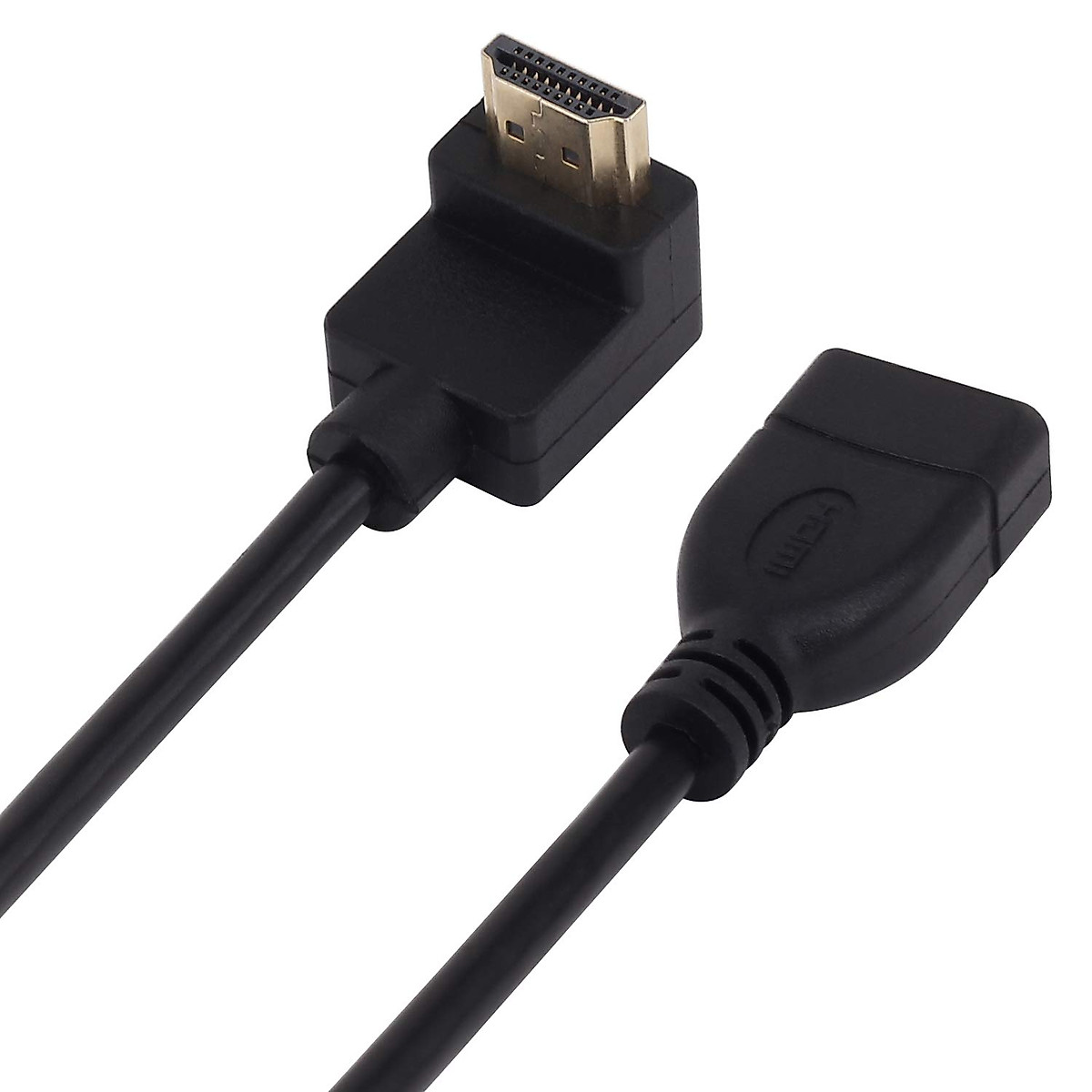 Yeworth [2 Pack 0.95FT High Speed Gold Plated HDMI Extension Adapter Cable, 90 Degree Down Angle A Male to A Female Extension Wire Cord HDMI Extender Cable