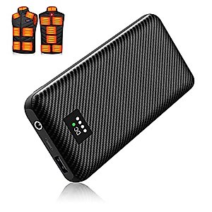 THOUSTA 7.4V Heated Vest Battery Pack with LED Display 30000mAh Huge Capacity Power Bank for Heated Jacket Heated Hoodie Heated Sleeping Pad DC Port and USB Port Phone Charger