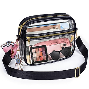 EXQUILEG Clear Bag Stadium Approved - Clear Crossbody Bag with Adjustable Strap, Large Clear Purse for Concerts Sports