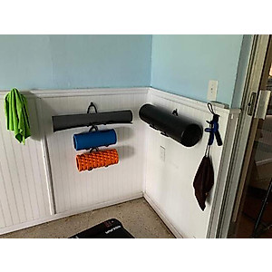 Universal Metal Adjustable Wall Rack, Wall Storage Mount Holder Shelf for Yoga Bolster, Yoga Mat Bag, Exercise Mat, Yoga Blocks, Yoga Mat Towel, Carrying Strap, Yoga Knee Pad, Foam Roller, Up to 20Lbs