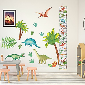 HIFOT Kids Dinosaur Growth Chart Height Measuring Chart, Canvas Wall Hanging Rulers for Baby Children Kids Boys Bedroom Decor