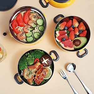 Mr.Dakai Stainless Steel Bento Lunch Box for Adults, Teens, & Larger Appetites; 3-Tier Portable Stackable Insulated Lunch Box Containers for Adults, with Bag, Spoon & Fork; 81oz, Yellow