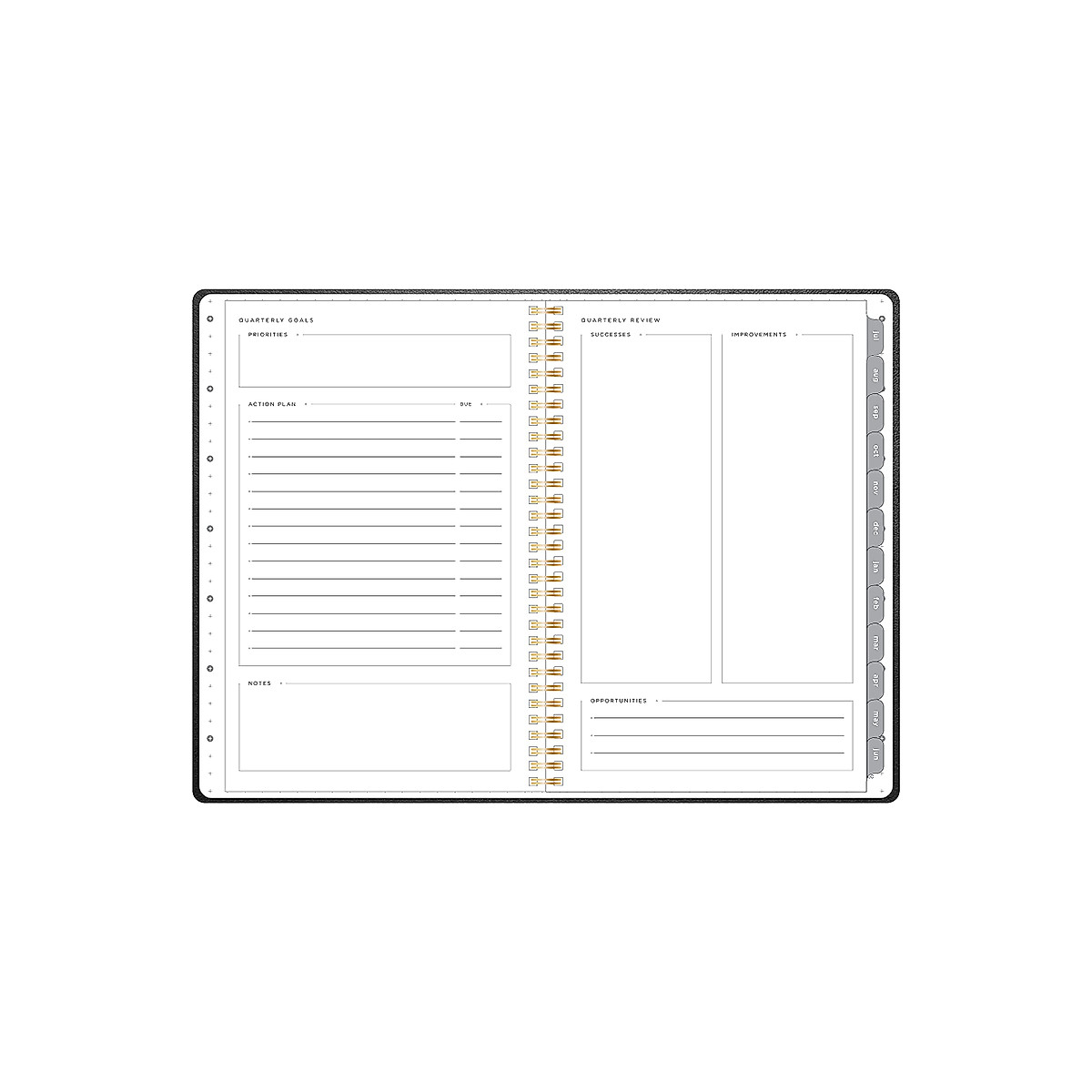 russell+hazel 2021 to 2022 Weekly Academic Planner, Black Vegan Leather Cover, A5, Spiral Bound, 5.25” x 8” (58613)