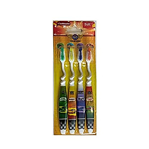 The Toon Studio Car 4-Count Kids Toothbrush, Soft