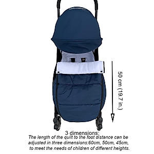 AICTIMO Universal Baby Stroller Warm Footmuff Soft Lining and Splashproof Polyester Peach Skin Fabric Compatible With Babyzen YOYO - Includes Carry Bag - Machine Washable (Blue)