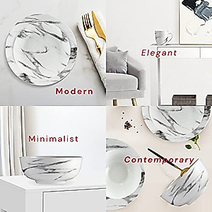 Marble Plates and Bowls Sets, Modern Dinnerware Set, Kitchen Dinnerware Sets, Indoor and Outdoor Plates, 16-Piece Kitchen Plates and Bowls Set with Mugs, Dishwasher Safe - Safdie & Co