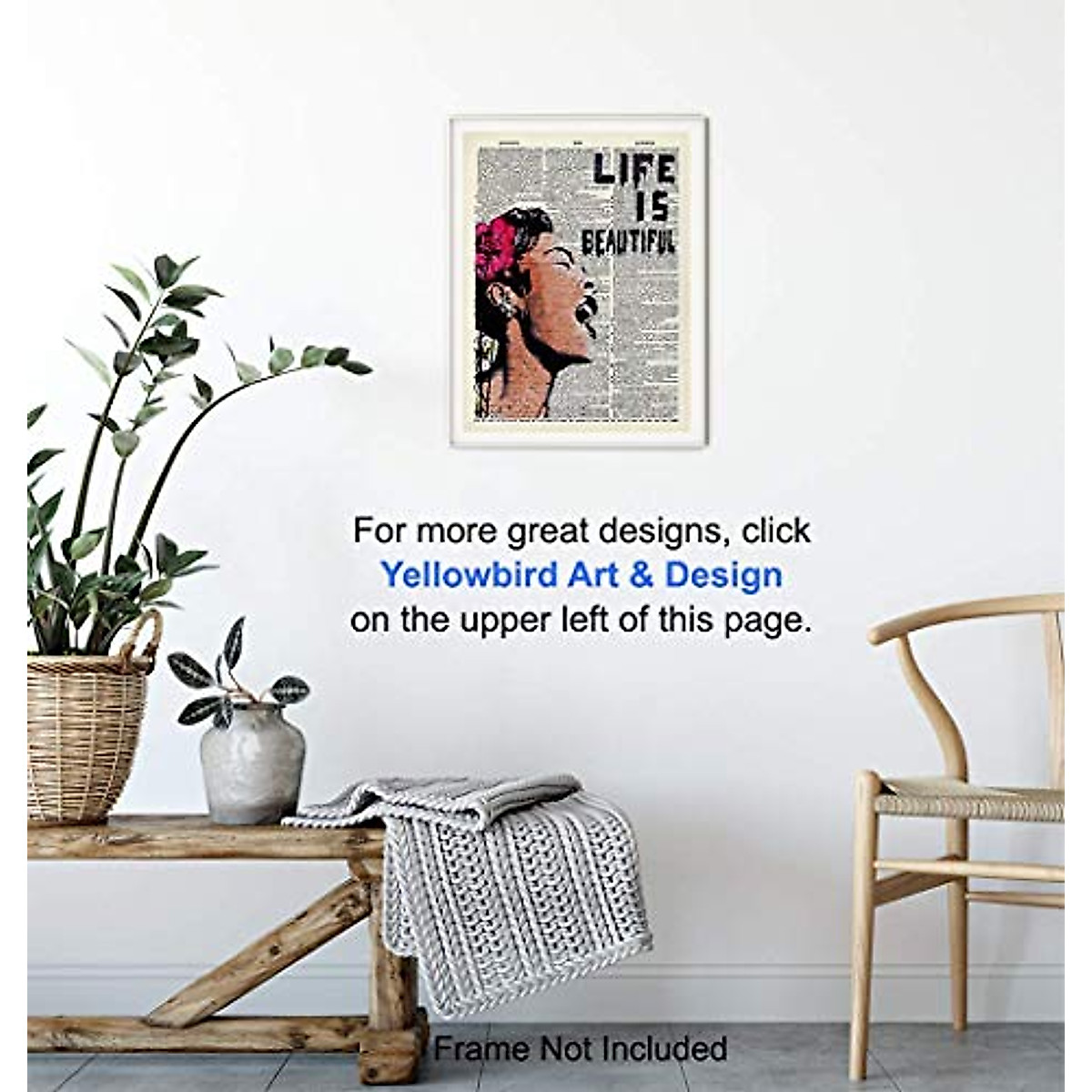 Banksy Wall Art - Upcycled Dictionary Graffiti Art Print, Billie Holiday 8x10 Street Art Poster, Home Decor - Urban Wall Art Print and Room Decorations - Makes a Great Gift - 8x10 Photo Unframed