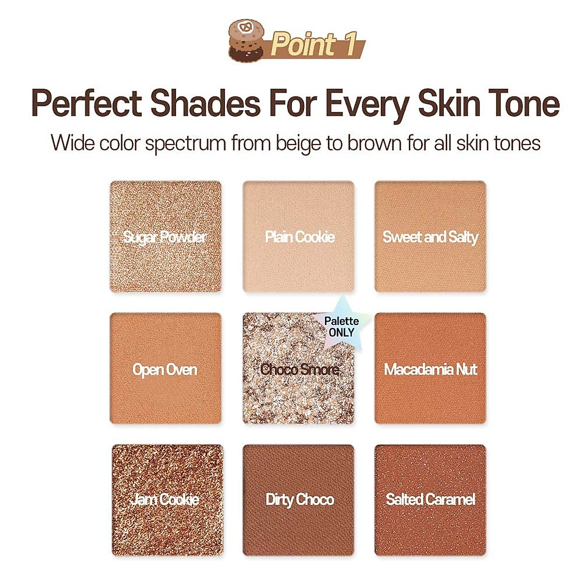 ETUDE Play Color Eyes #Cookie Chips | 9 Shade Eyeshadow Palette With Daily Brown & Sparkly Glitter Colors | Easy- Blendable Daily Eye Palette | K-beauty