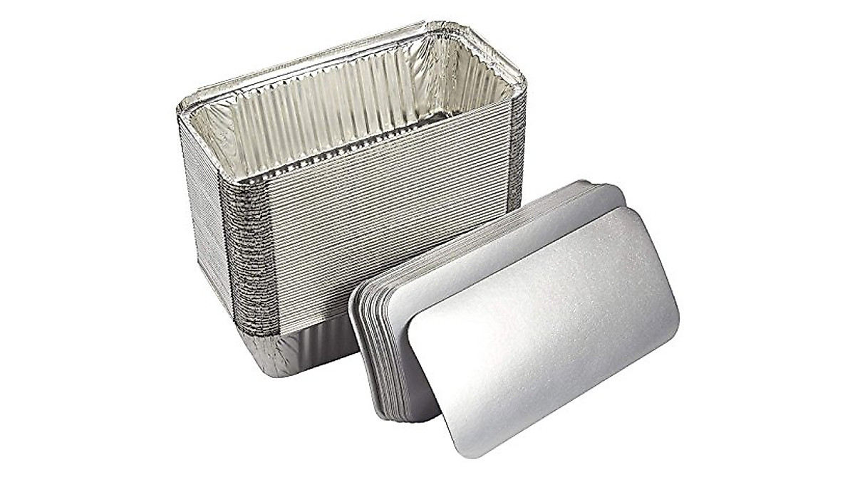 Large Aluminium Pans with Lids - 50 Pack for Food Storage