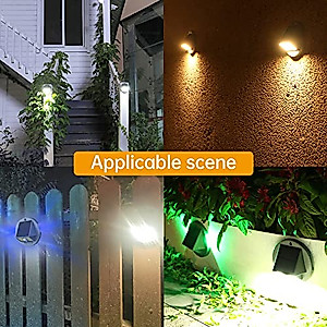 Arclight Solar LED Fence Lights Motion Sensor Wall Light Weatherproof Landscape Decorative Lighting for Fence Garden Pathway (Warm White+Side Blue LED, 2 Pack)