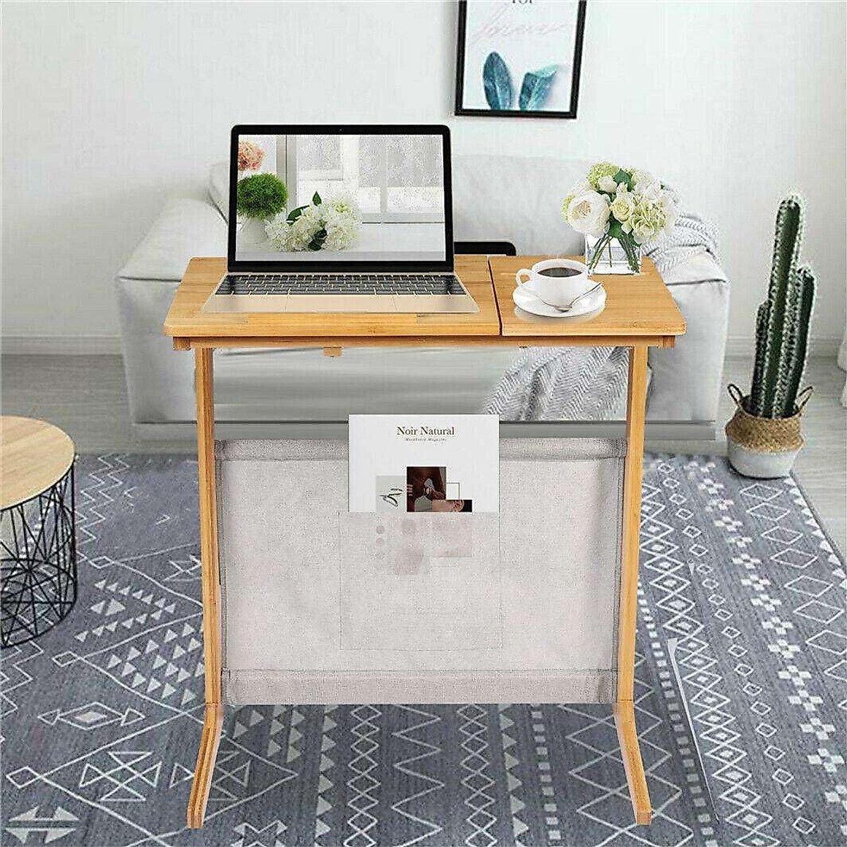 VBSQ Bamboo Laptop Desk Table End Side Table Angle Adjustments Top Tray Home Office Mikalo Home Office Office Furniture Standing Desk Computer Desk Stand up Desk Gaming Desk Standing Desk Office