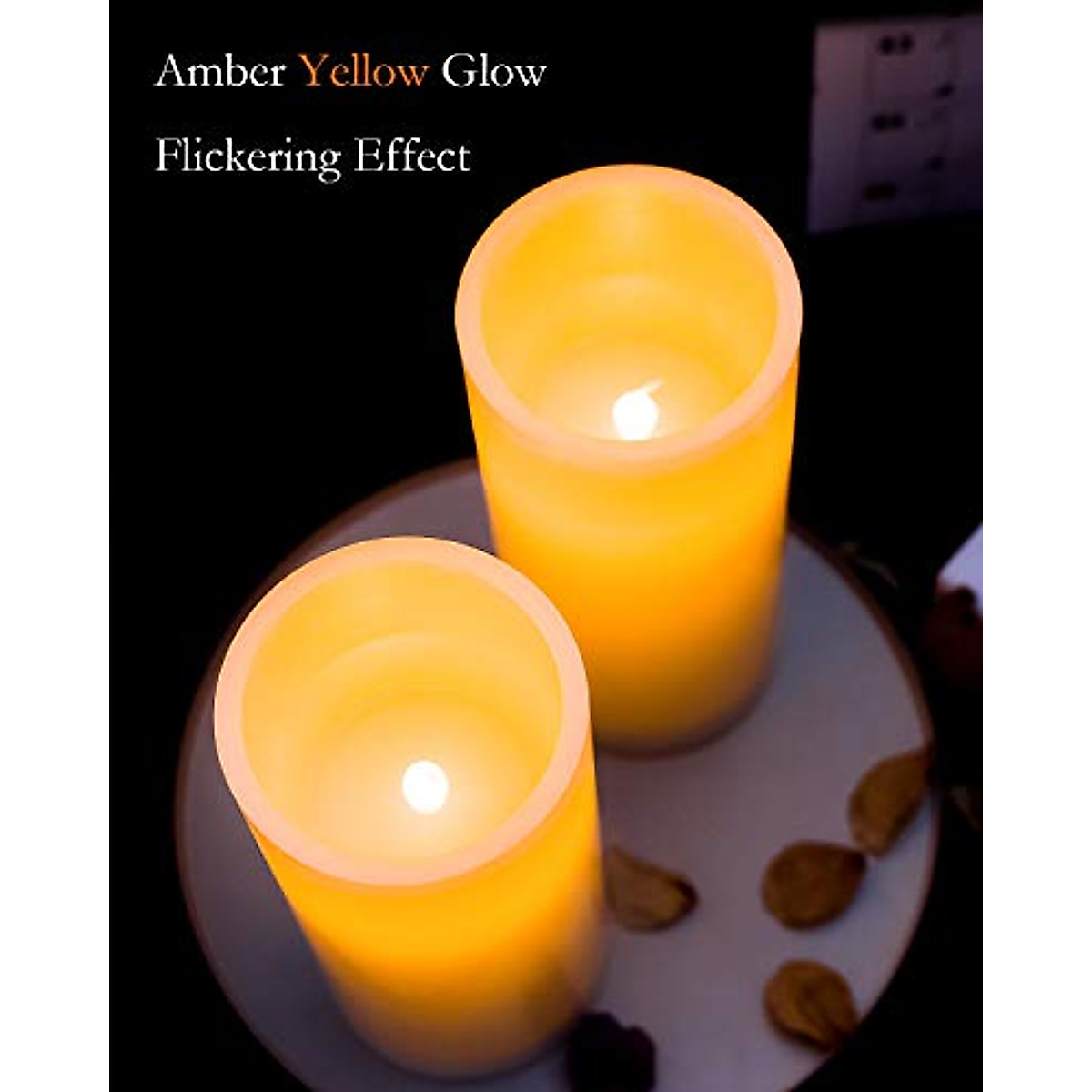 Homemory 9" x 3" Flameless Candles Battery Operated, Flickering LED Pillar Candles with Timers and 2 Remote Controls, Indoor Only, Flat Top, Ivory White Wax, Set of 2