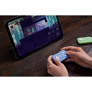 8Bitdo Micro Bluetooth Gamepad Pocket-sized Mini Controller for Switch, Android, and Raspberry Pi, Supports Keyboard Mode (Blue)