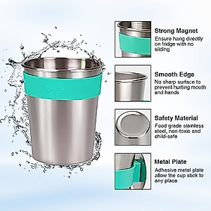 SOPHICO Magnetic Hanging Cups for Toddlers Kids and Adults, Hanging Cup on Fridge or Water Coolers, for Independent Drinkers (Mix, Stainless Steel)