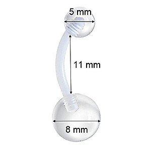CrazyPiercing Transparent 14 Gauge Clear Acrylic Belly Button Ring Retainer (8 PCS)