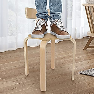 KVIPY Wooden Kids Chair, Bentwood Stool with Curved Backrest, 16inch Solid Hardwood Chair, Stackable, for Dinning, Kitchen, Home, Garden, Living, Preschool and Kindergarten