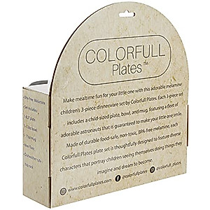 Colorfull Plates 3 Piece Kids Dinnerware Set, Space Themed, BPA-Free Melamine, Multicolor, Toddler Feeding Set