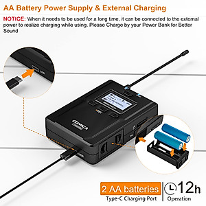 comica CVM-WM200A PRO Wireless Lavalier Microphone for Camera Support SD Card, 394FT Distance, UHF Wireless Lapel Mic with Backup Recording, Microphone for Filmmakers, Podcast, Vloggers.