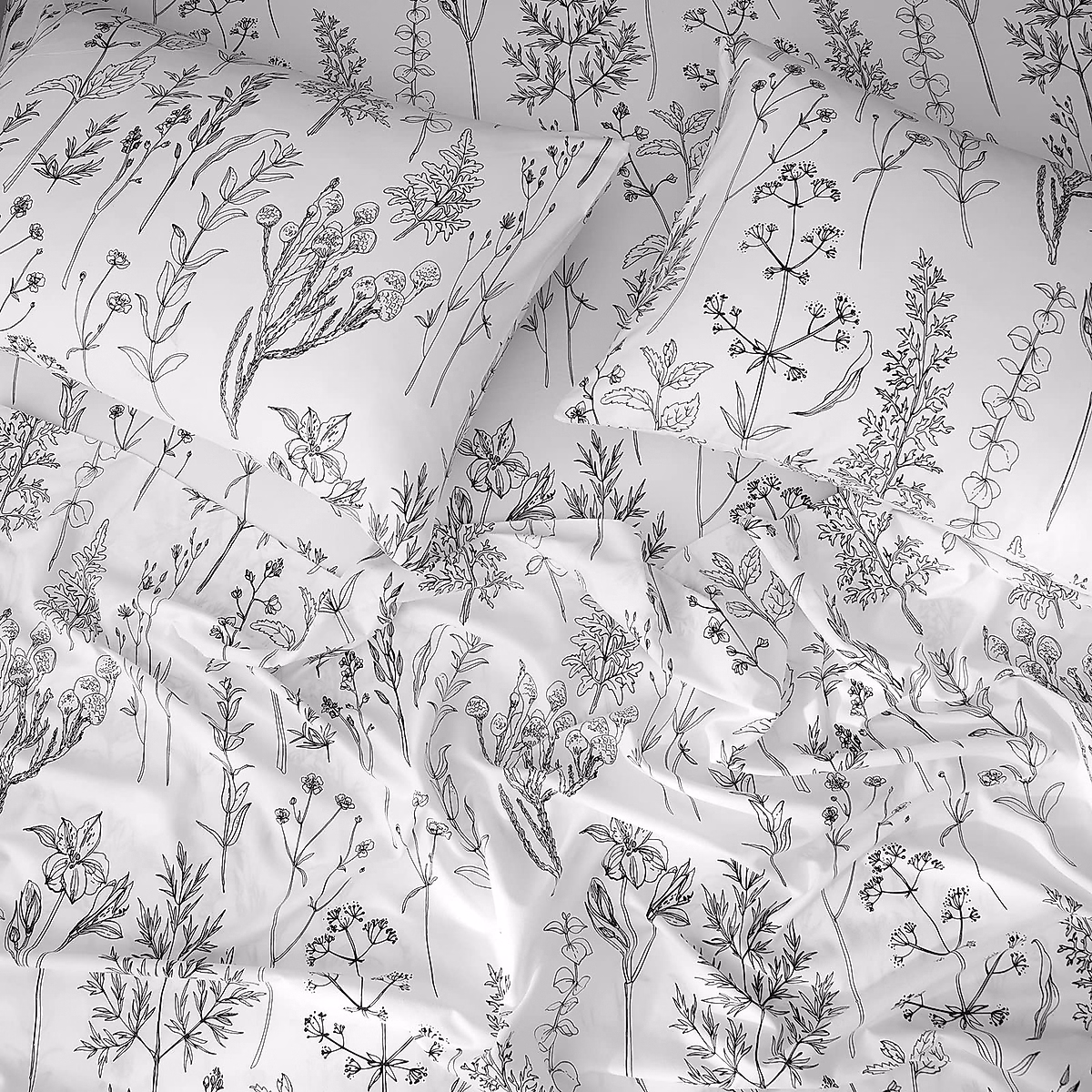 HYPREST Full Size Bed Sheets,Deep Pocket Sheets fits Mattress up to 18 inch, 1800 Thread Count Leaf Floral Bed Sheets Soft Bed Sheets Cute Breathable Shabby Chic, Oeko-Tex Certificated