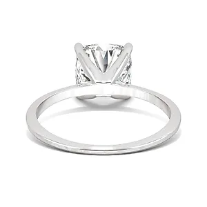 Charles & Colvard Created Moissanite 8mm Cushion Cut Solitaire Engagement Ring for Women | 2.4 cttw DEW | Lab Grown | Solid 14K White Gold with Rhodium | Size 4