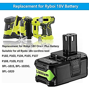 Bonacell 2Pack 6.5Ah Replacement for Ryobi 18V Battery Compatible with Ryobi ONE+ 18 Volt Lithium Battery P108 P102 P103 P104 P105 P107 P109 P190 P122 Cordless Power Tools