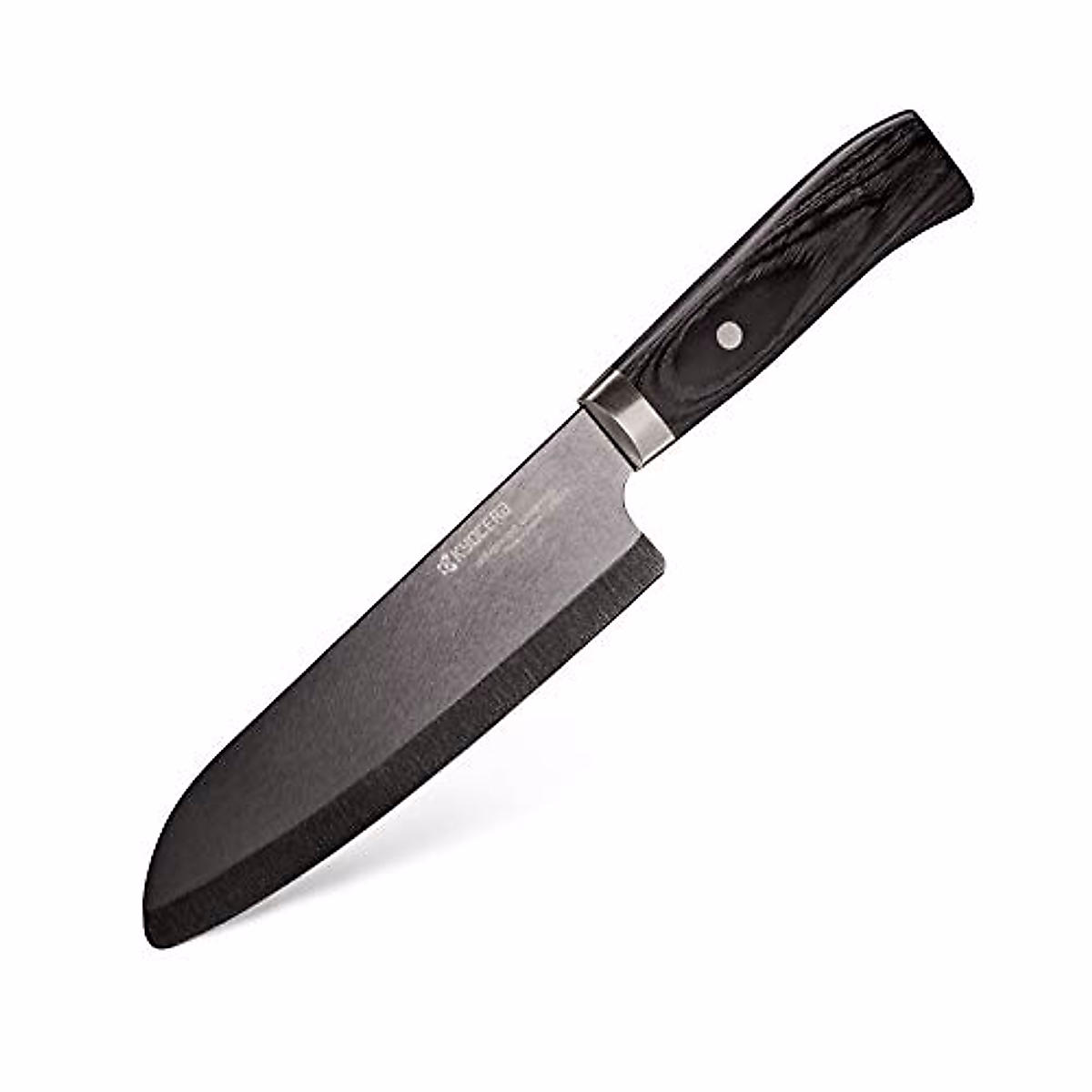 Kyocera Limited Series Ceramic 6" Chefs Santoku Knife with Handcrafted Pakka Wood Handle, Black