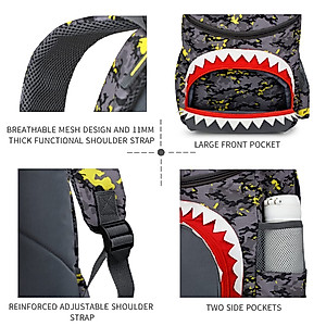GEIHAB Shark Kids Backpack for Boys, 13 Inch Toddler Bookbag for Travel Elementary School Preschool with Waterproof Cap