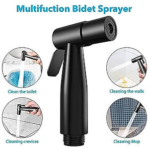 Roscid Sink Faucet Sprayer Set, Handheld Bidet Sprayer for Toilet, Metal Sprayer, with M22 M24 G1/2 Adapters and 3m Hose for Kitchen Sink, Bathroom or Toilet, Matte Black. (Faucet Not Included)