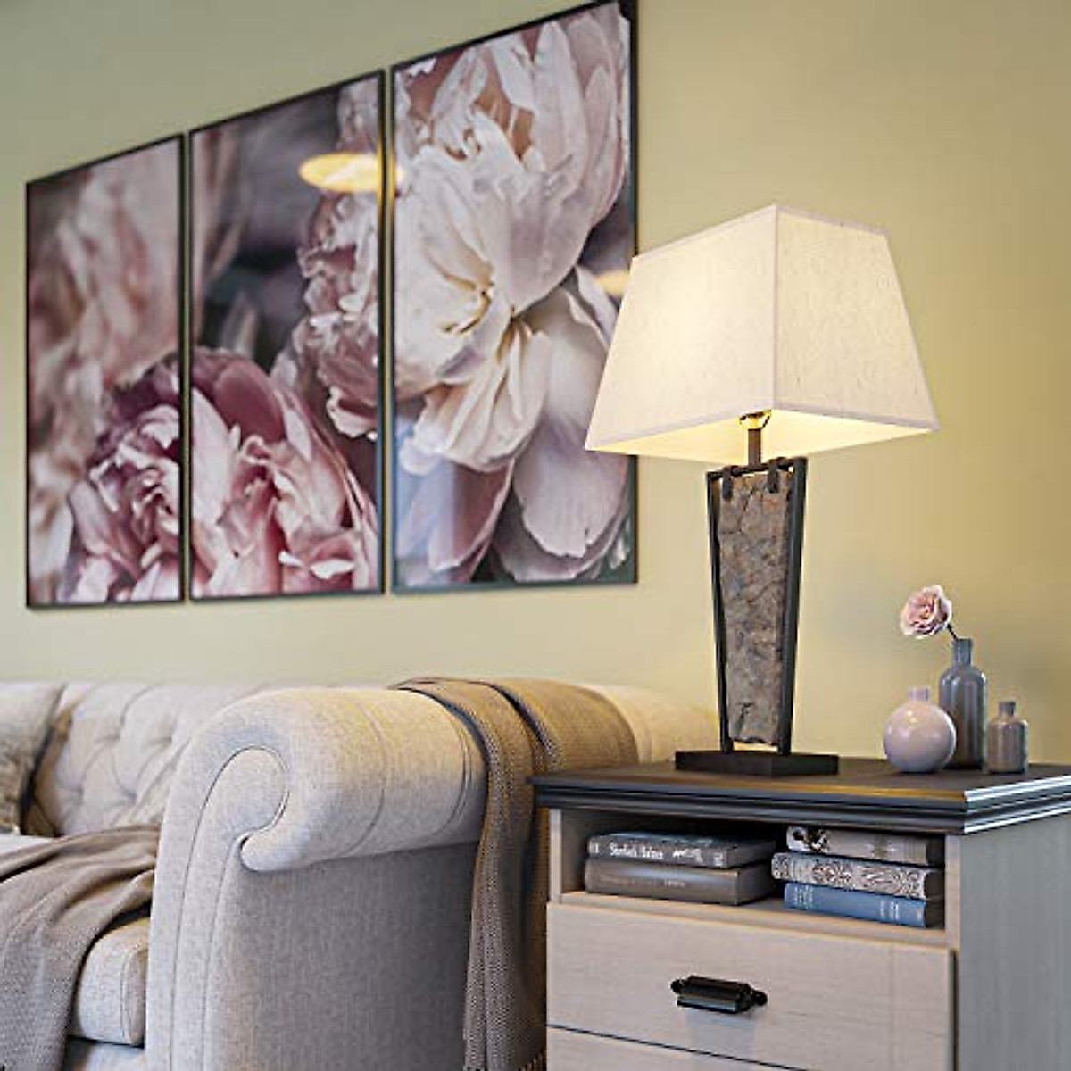 Kenroy Home 32227SL Free Fall Table Lamp with Natural Slate Finish, Rustic Style, 30" Height, 12" Width, 16" Depth