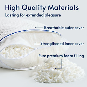 viewstar Shredded Memory Foam Pillows Queen Size Set of 2, Adjustable Firm Pillows for Side Back Stomach Sleepers, Bed Pillows with Washable Removable Cover 19"x 28"