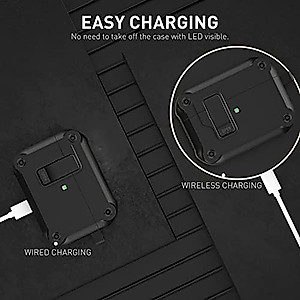 Valkit Compatible Airpods Pro Case Cover with Lock, Military Rugged Shockproof AirPod Pro Case for Men Women Hard Shell iPod Protective Skin with Keychain for Air Pod Pro Charging Case, Black