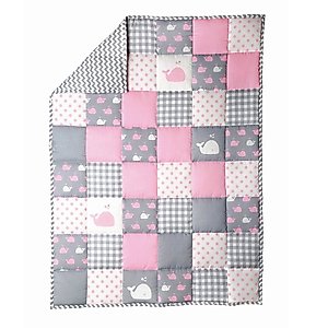 Baby Cotton Blanket - Crib Cute Fish Pattern Cradle Comforter for Newborn Babies Warm and Soft Toddler Quilt - Baby Pink - 38 X 50 in