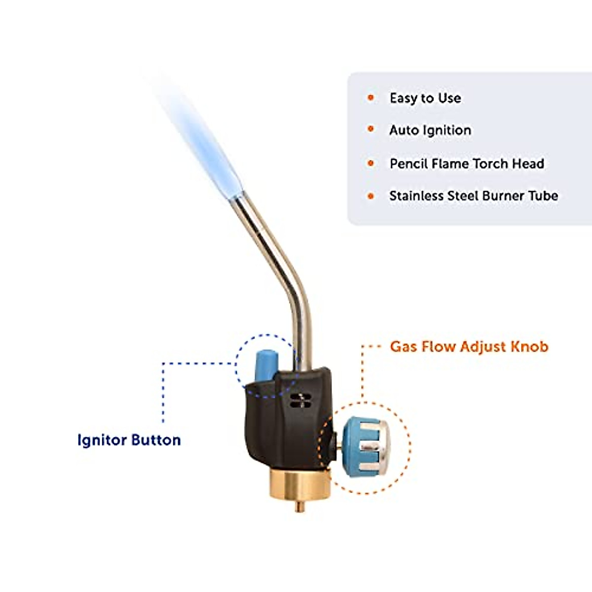 Flame King YSNAX1-088 Trigger Start Lighter Propane Gas Blow Torch Head for Cooking, Welding, Searing, Black, Gray, Light Blue