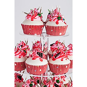 5 Tier Maypole Round Acrylic Cupcake Tree Tower Display Stand Display for Pastry Wedding Birthday Party- 16 Inch