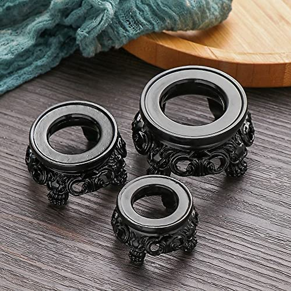 PLUT Crystal Ball Base, Resin Display Stand Base for Crystal Ball Sphere Globe, Natural Carved Hollow Sphere Pedestal Decorative Globe Holder(L)