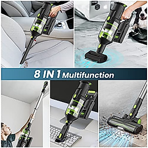 DevoacTech Cordless Vacuum Cleaner, Super Powerful Suction 33KPa Stick Vacuum 8 in 1, 265W Brushless Motor, Up to 45mins Runtime, LED Display Handheld Vacuum for Hard Floor Carpet Pet Hair -M100