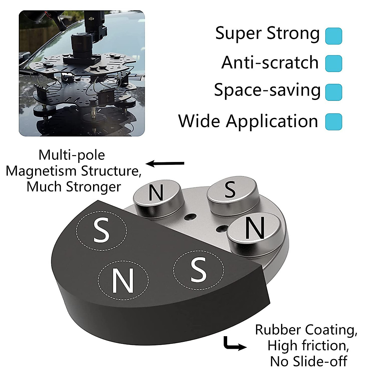 ULIBERMAGNET 4Pack Rubber Coated Neodymium Magnets, Strong 24LB M6 Male Thread Stud, Anti-Scratch Mounting Magnets with Stud for Mounting led Lighting, Fixtures, Holding Tools and Organiazation