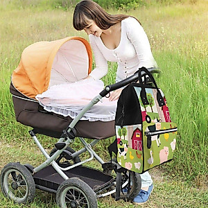 GREATN Farm Animals Diaper Bag Backpack, Multi Function Nappy Bag Large Capacity Mommy Backpack Organizer for Baby Care Baby Bag for Mom and Dad, multi, OneSize