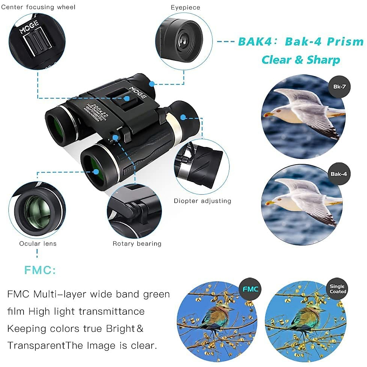 MAXVITAVELA 200x22 High Power Compact Binoculars with Clear Low Light Vision, Large Eyepiece Waterproof Binocular for Adults Kids, Easy Focus Bird Watching, Outdoor, Hunting, Travel, Black