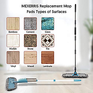 Reusable Mop Pads Refills Compatible with Swiffer Power Mop - MEXERRIS Microfiber Mop Pads Wet Dry Mop Pads Dust Mop Heads Refills Washable Pads for Swiffer PowerMop13"-15" Spray Mop -3 Pack