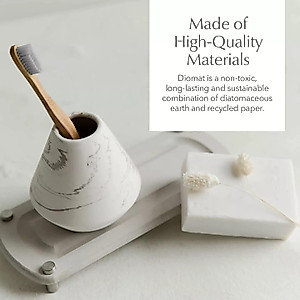 Dunya Home Bathroom Sink Caddy Fast Drying Stone Drying Rack Accessory Organizer Diatomaceous Earth Drying Rack Sponge Bottle Soap Countertop Organizer White