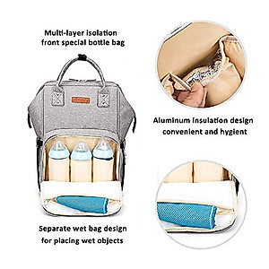 Diaper Bag Backpack,Multifunction Travel Backpack with USB Charging Port Baby Shower Baby Nappy Changing Bags-Grey
