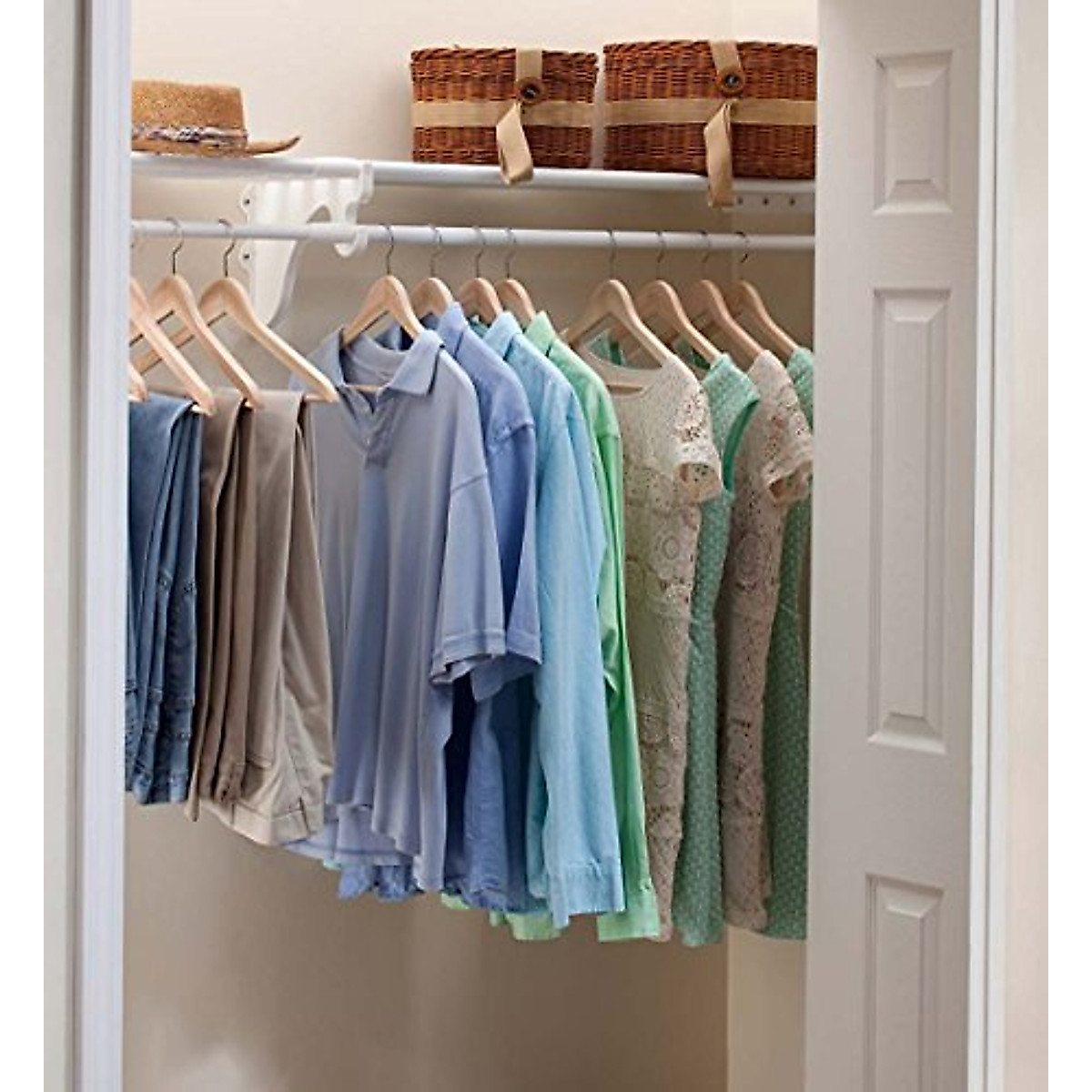 EZ Shelf DIY Expandable Closet Shelf and Rod - 29” - 49” -White- Mounts to 1 Sidewall and Backwall