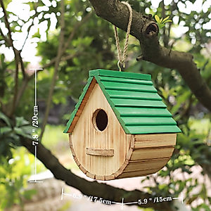 STARSWR Bird House,Outdoor Birdhouse, Natural Wooden Bird Houses for Outside Clearance Bluebird Finch Cardinals Hanging Bird Box Garden Viewing